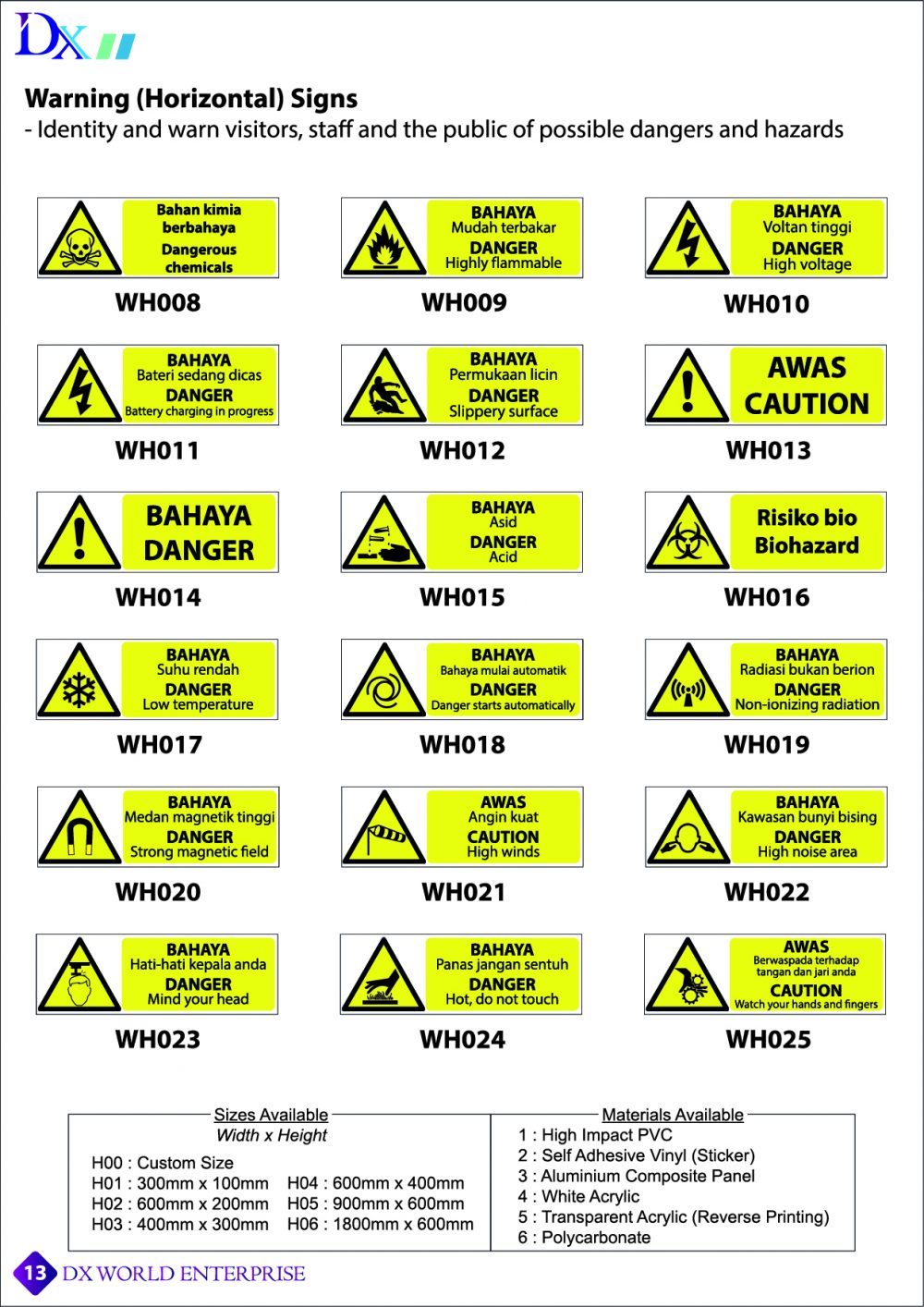 Safety Signage – DX World Customize in Commercial & Signage