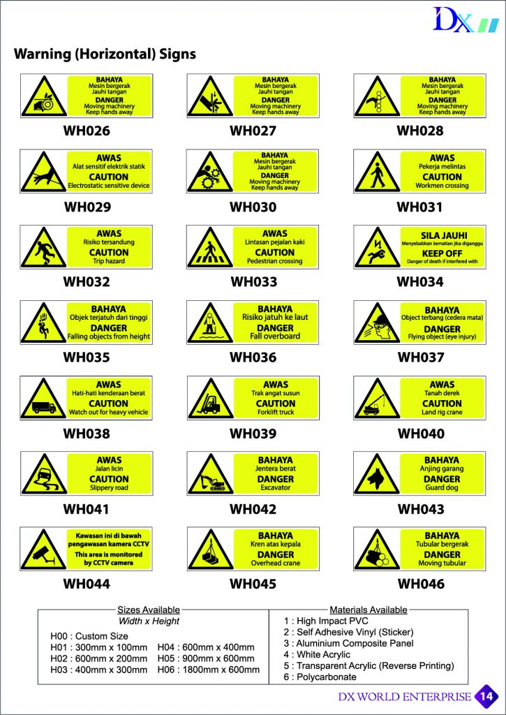 Safety Signage – DX World Customize in Commercial & Signage